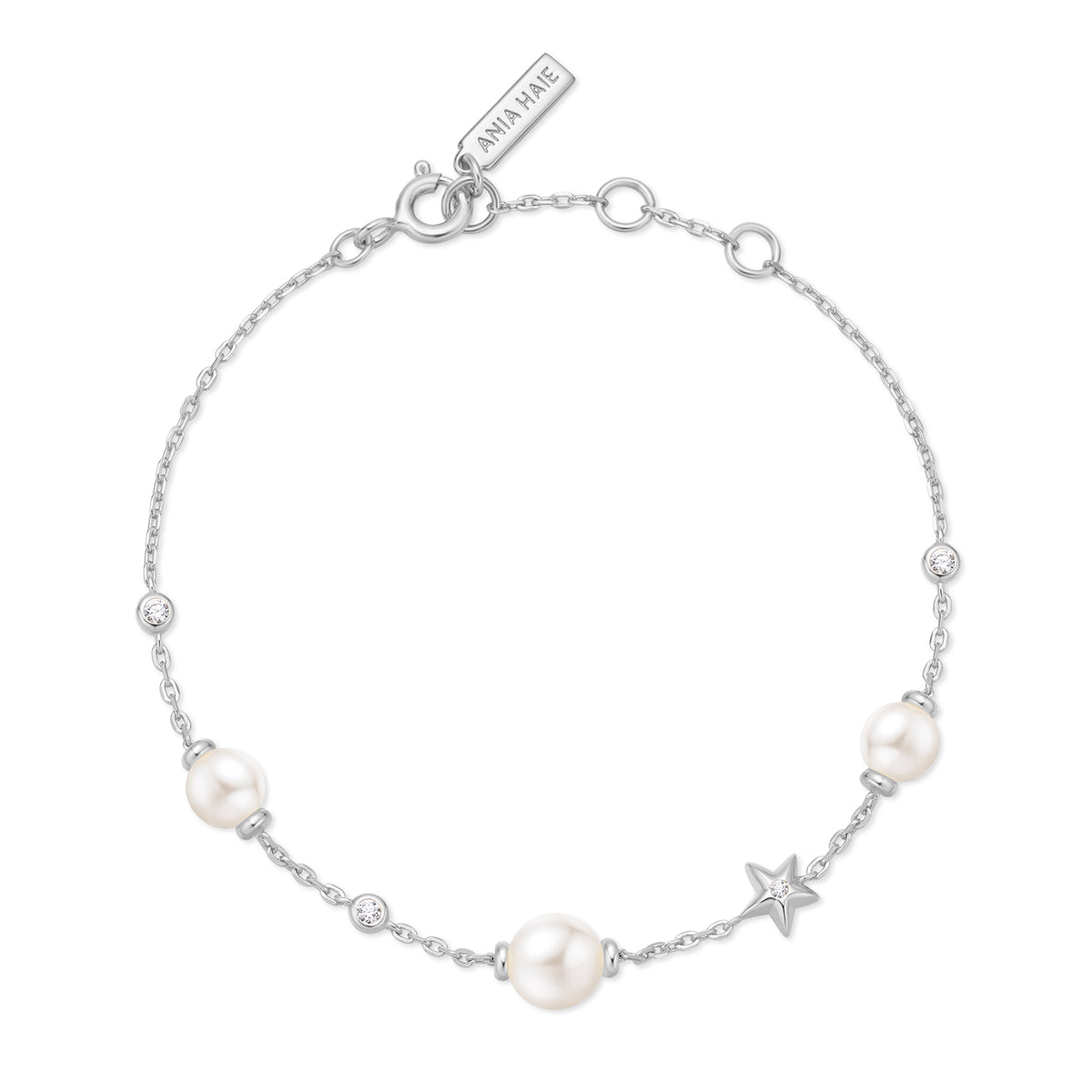Silver Shell Pearl and Star Station Bracelet – Ania Haie