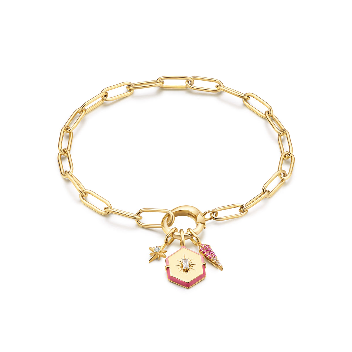 Gold Link Charm Chain Connector Bracelet – Ania Haie