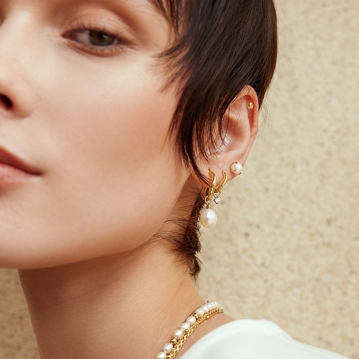 Gold Freshwater Pearl Drop Hoops – Ania Haie