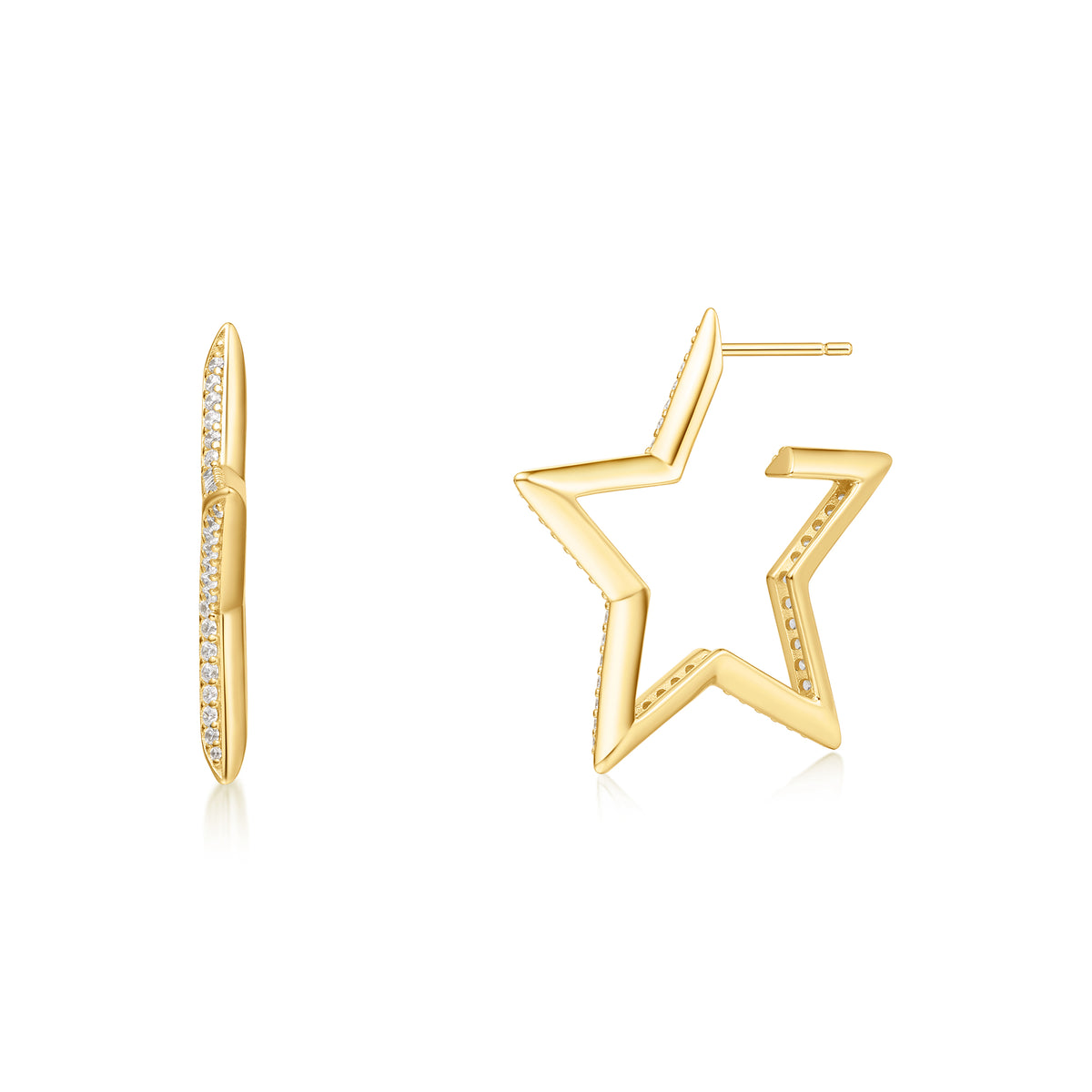 Gold Large Star-Shaped Pavé Hoop Earrings – Ania Haie
