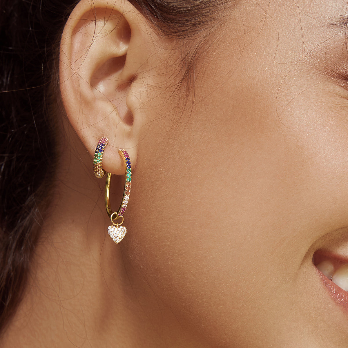 Gold Heart Pavé Earring Charm – Ania Haie