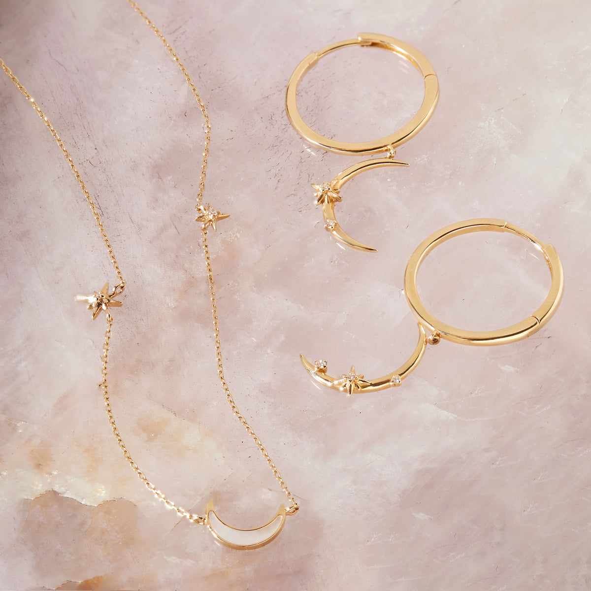 14kt Gold Diamond Moon Hoop Earrings – Ania Haie