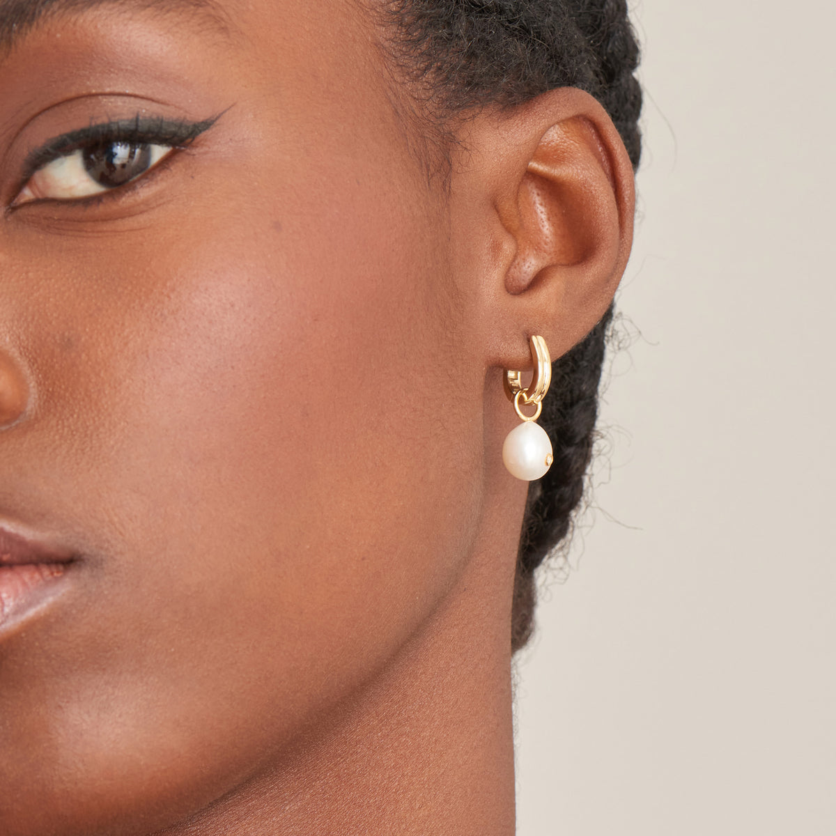 Gold Pearl Drop Sparkle Huggie Hoop Earrings – Ania Haie