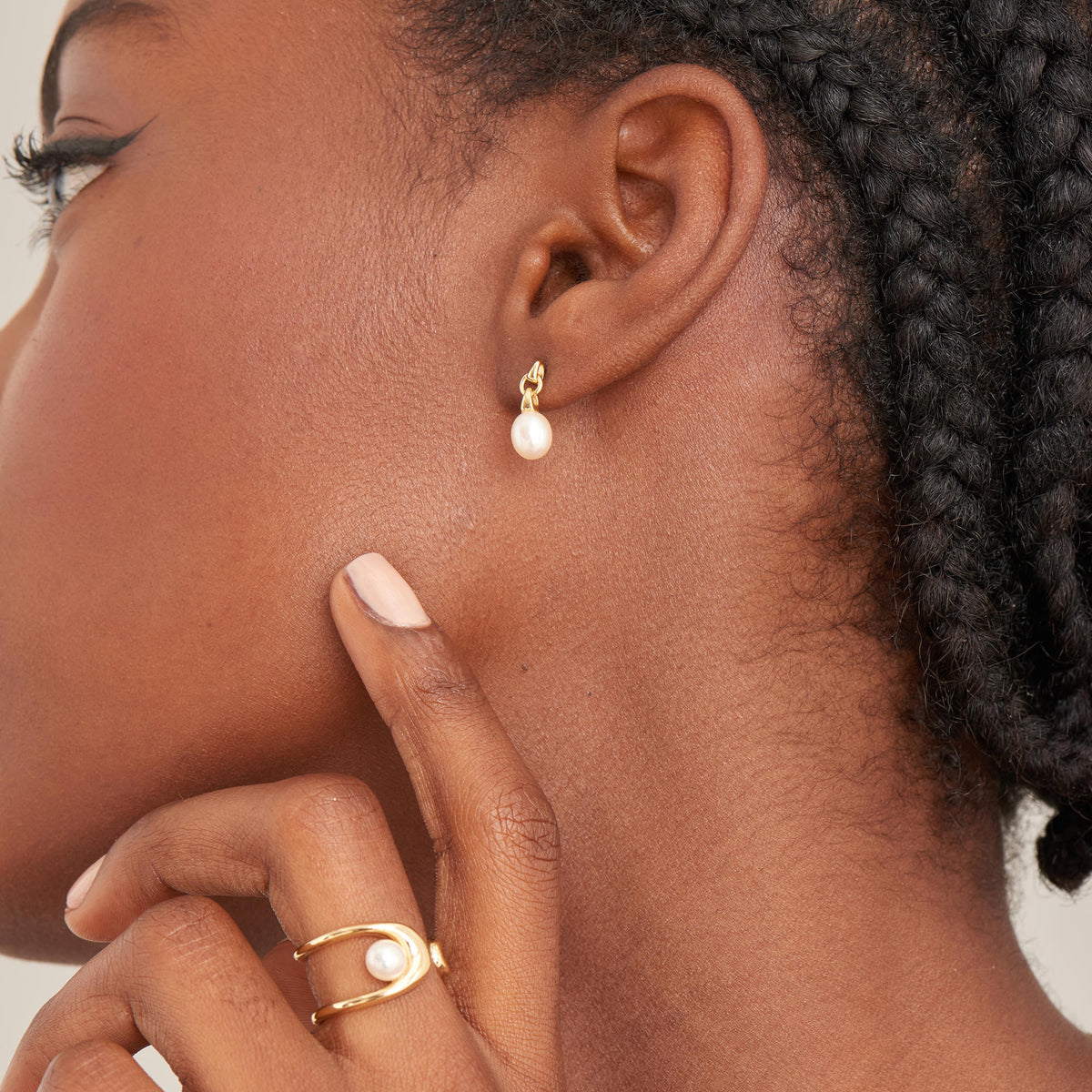 Gold Pearl Drop Stud Earrings – Ania Haie