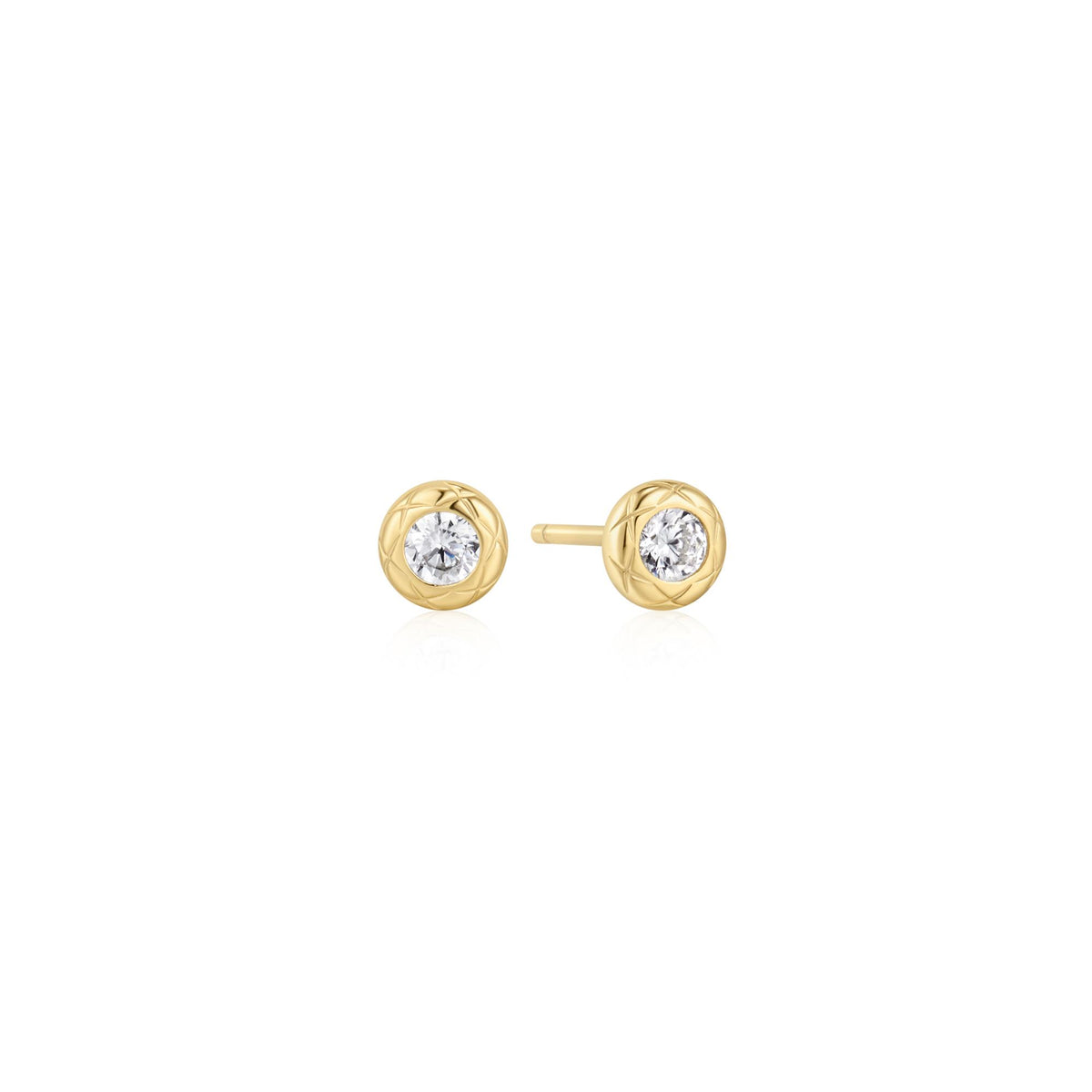 Gold Textured Bezel-Set Stud Earrings – Ania Haie