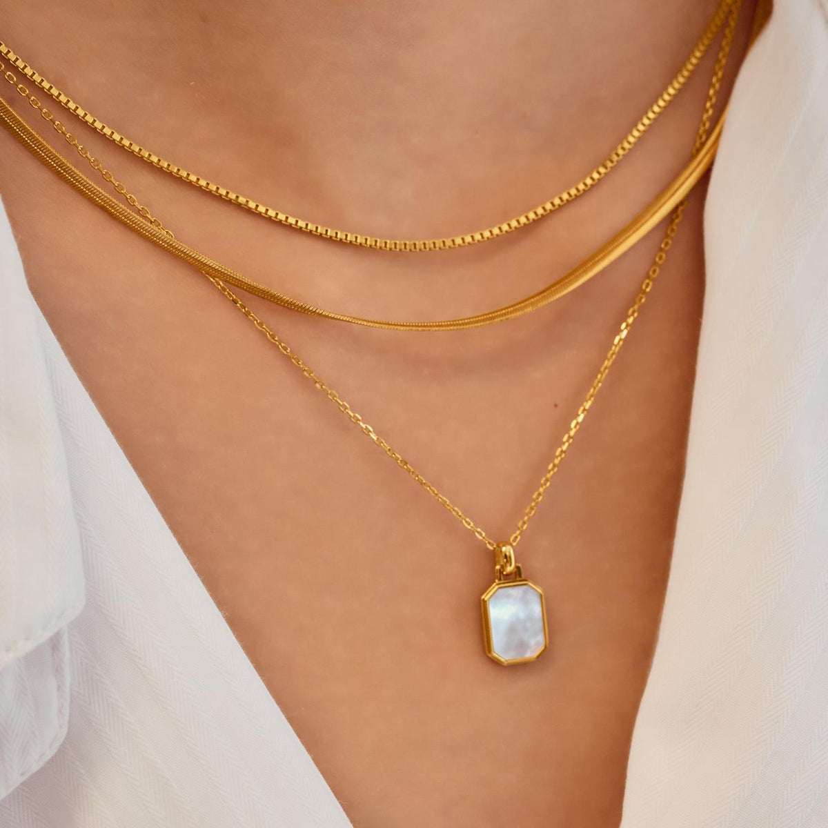 Gold Square Mother-of-Pearl Necklace – Ania Haie